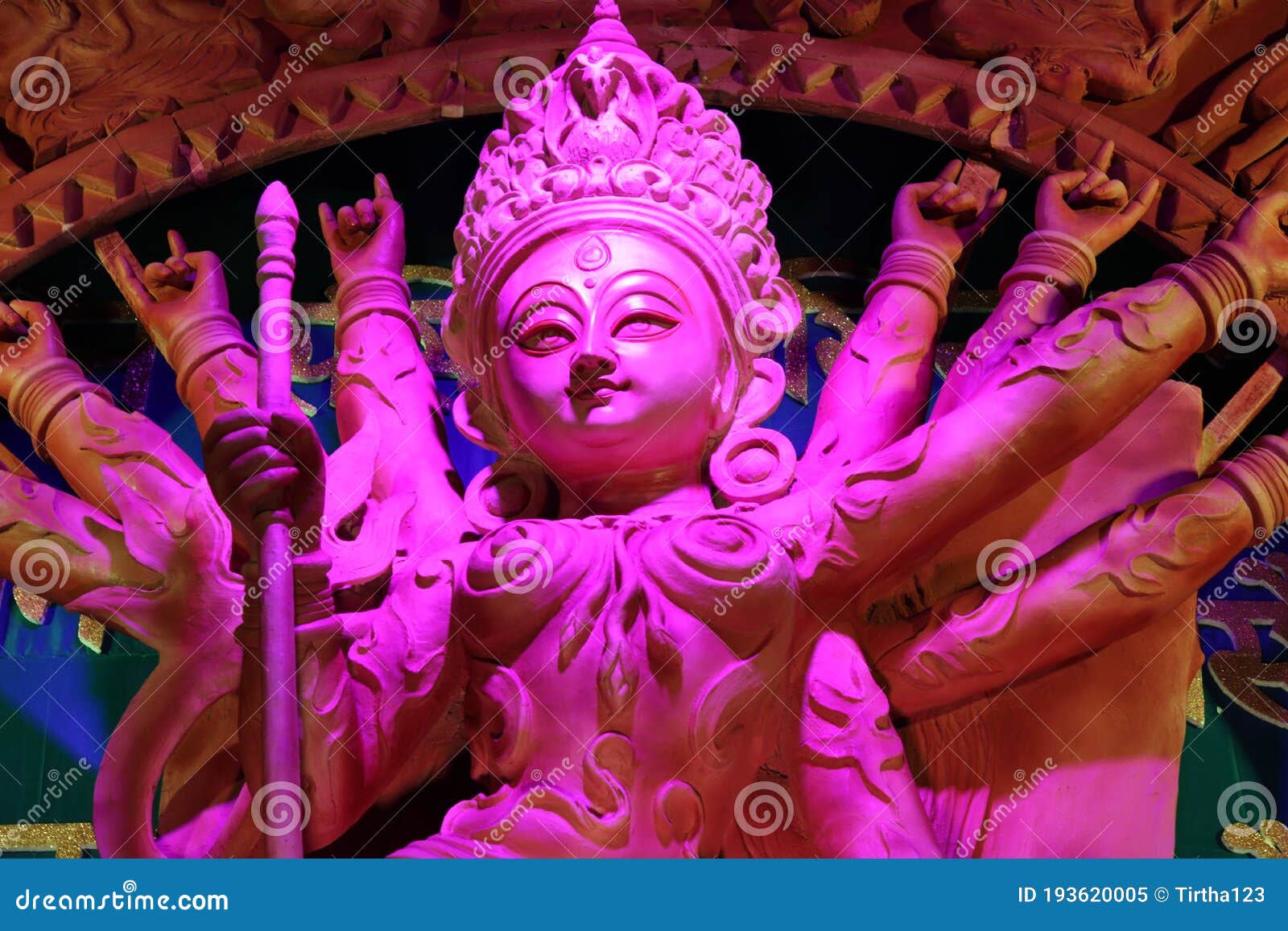 Indian Goddess Devi Durga in Celestial Light. Stock Image - Image of ...