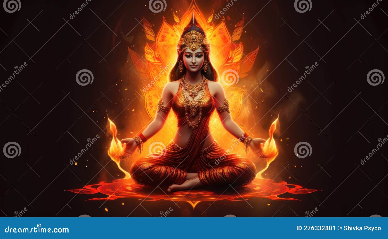 An Indian Goddess Holika in Fire Generative AI Stock Illustration - Illustration of holika ...
