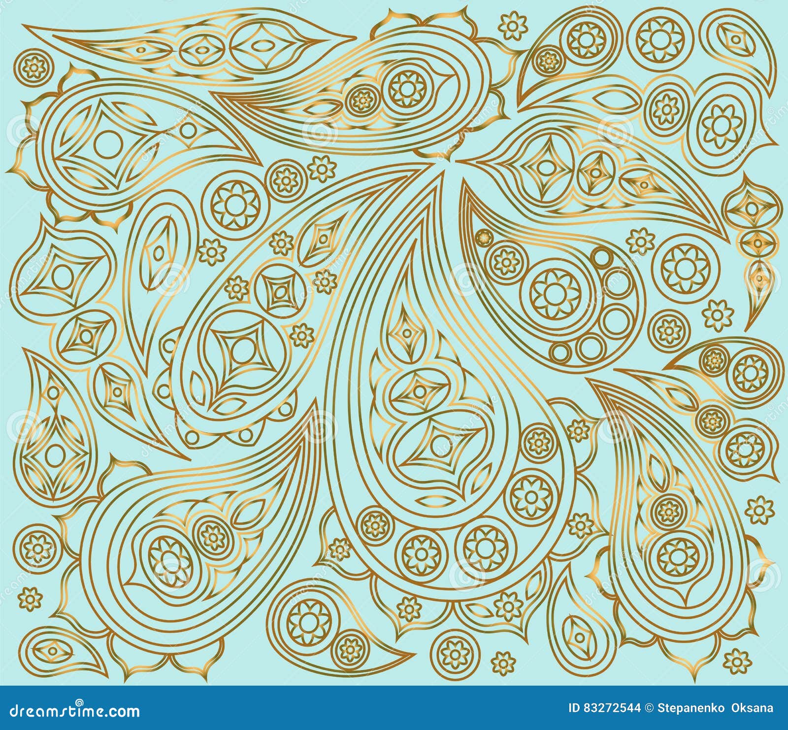 Indian Gold Pattern on a Mint Background. Vector Stock Illustration ...