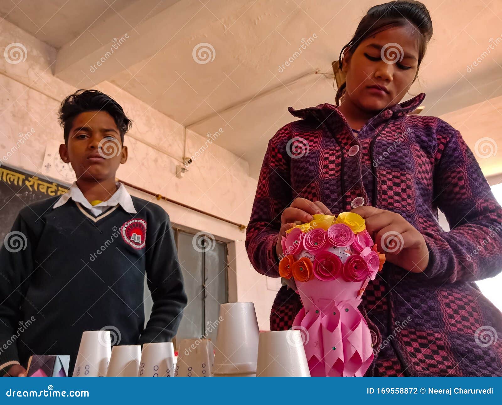 Indian Government School Students Making Science Project into the ...