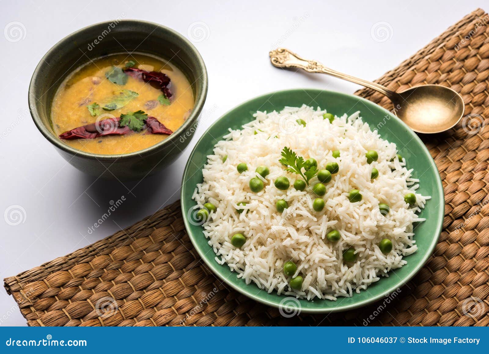 Indian Green Peas Rice or Pulav or Pilaf Stock Image - Image of cook ...