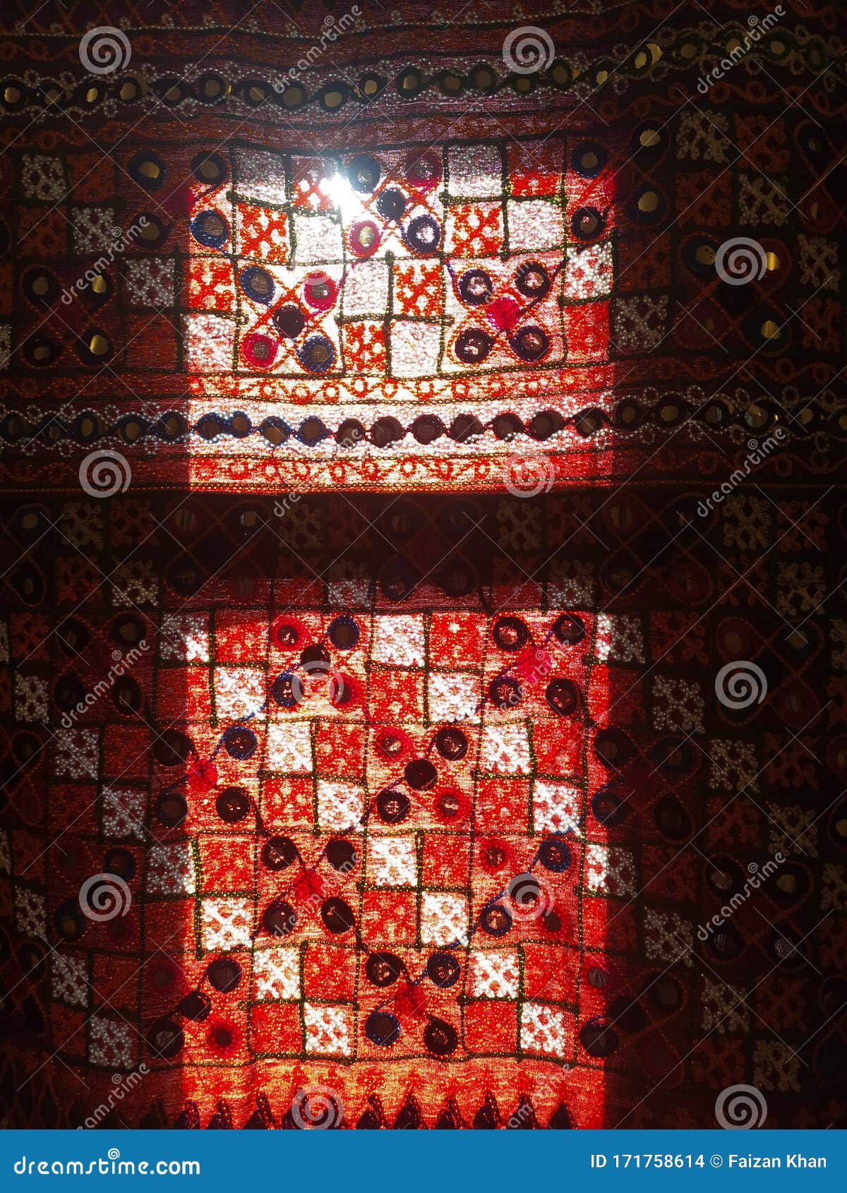 Indian Gujarati Kutch Style Fabric in Back Light Stock Photo - Image of ...