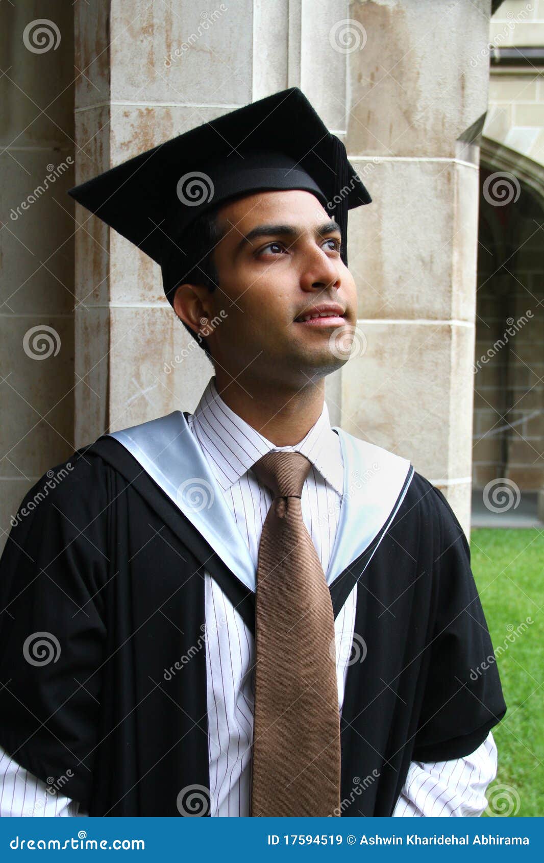 Indian Guy in a Graduation Gown. Stock Image - Image of graduating ...