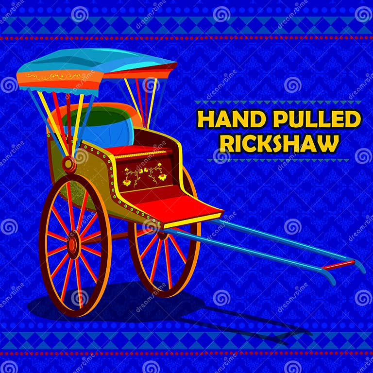 Indian Hand Pulled Rickshaw Representing Colorful India Stock Vector ...