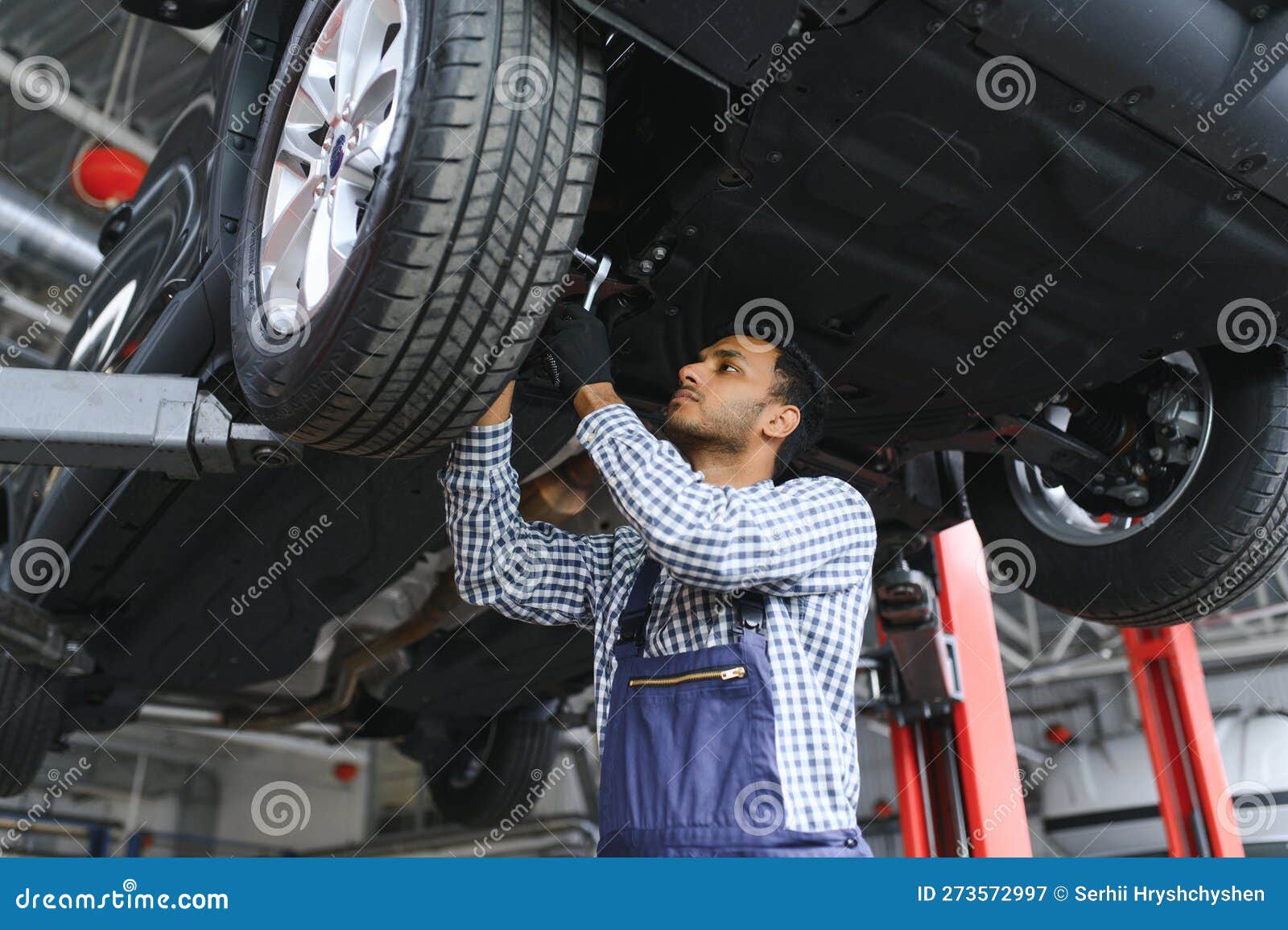 Indian Happy Auto Mechanic in Blue Suit. Stock Image - Image of ...