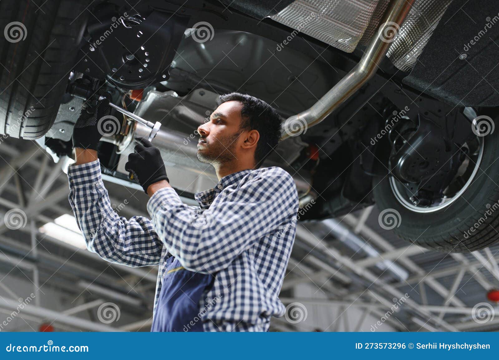 Indian Happy Auto Mechanic in Blue Suit. Stock Photo - Image of adult ...