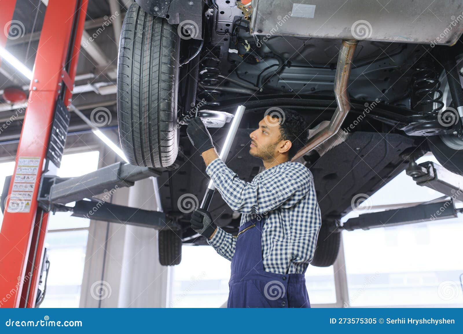 Indian Happy Auto Mechanic in Blue Suit. Stock Image - Image of ...
