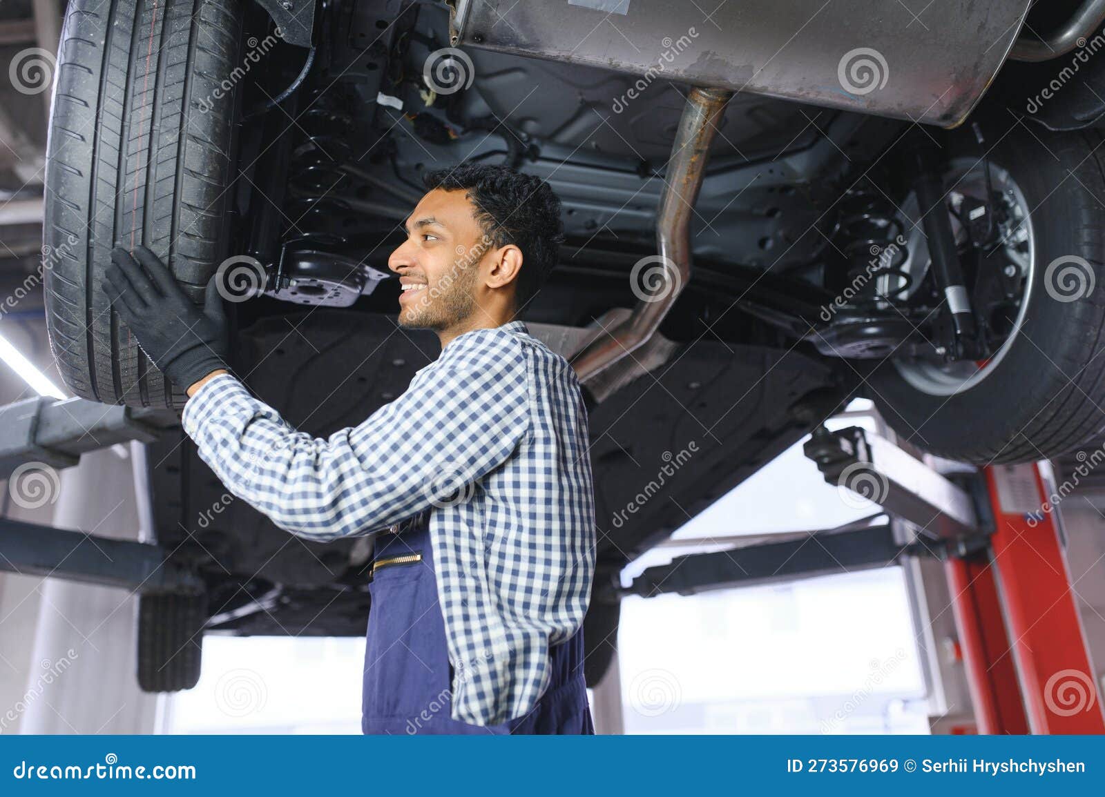 Indian Happy Auto Mechanic in Blue Suit. Stock Image - Image of adult ...