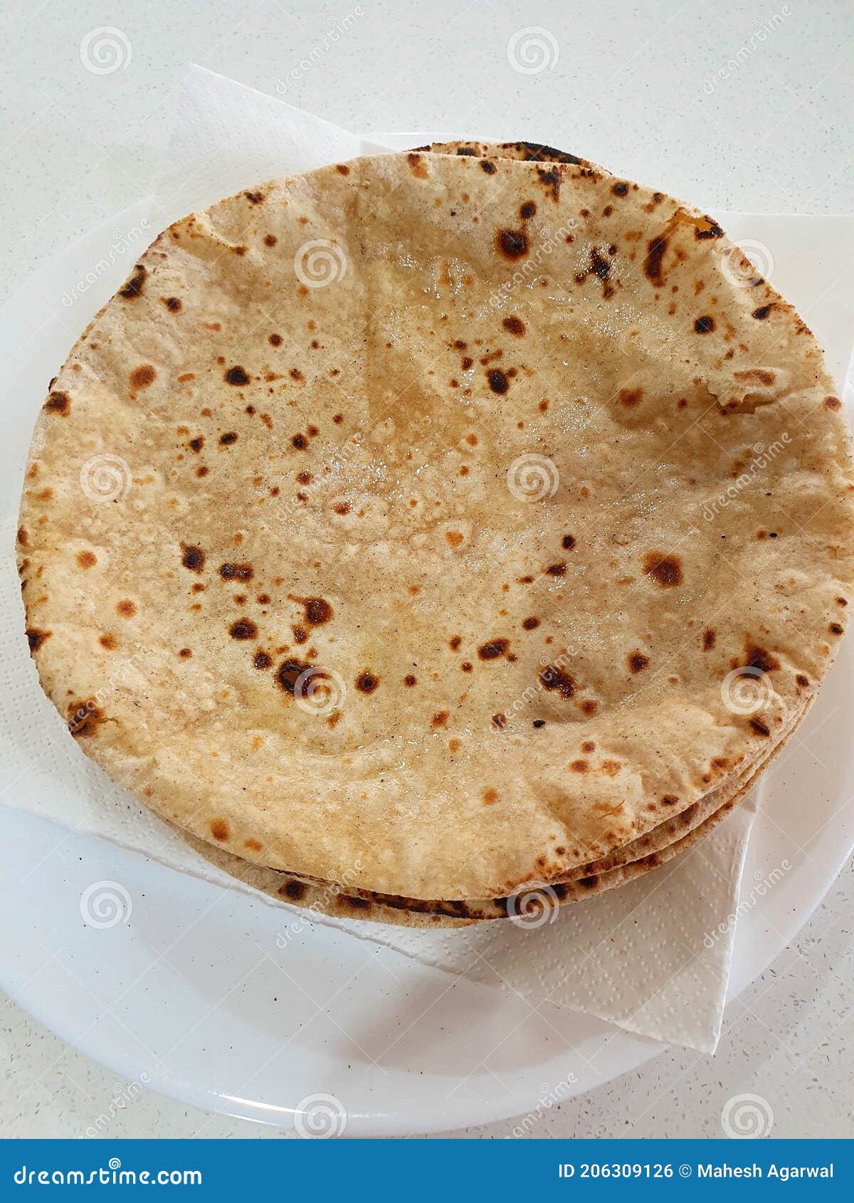 Indian Healthy chapati stock photo. Image of snack, dairy - 206309126