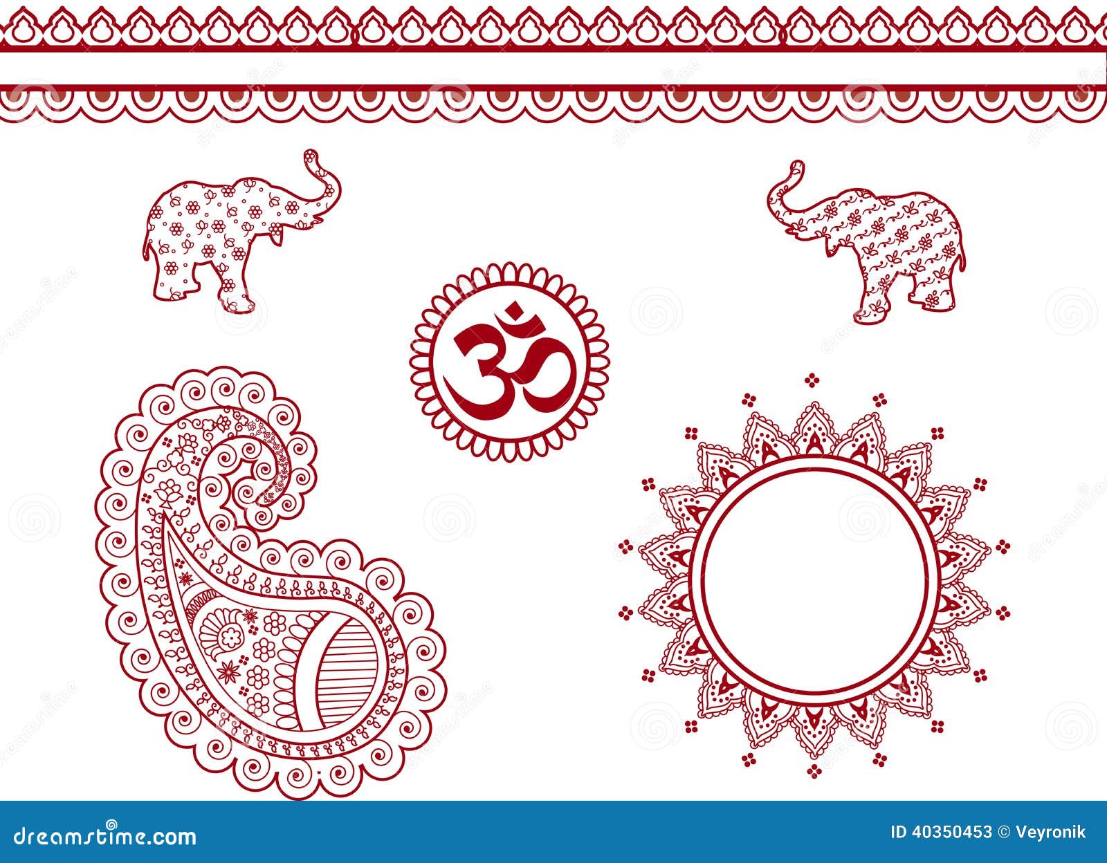 Indian henna elements stock vector. Illustration of nature - 40350453