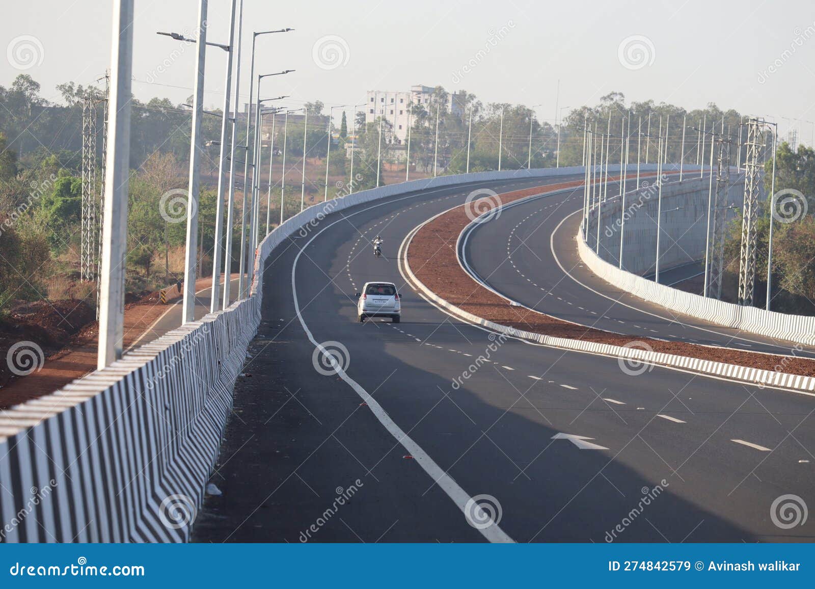 The Indian Highway Road with One Car Going on it Stock Image - Image of ...
