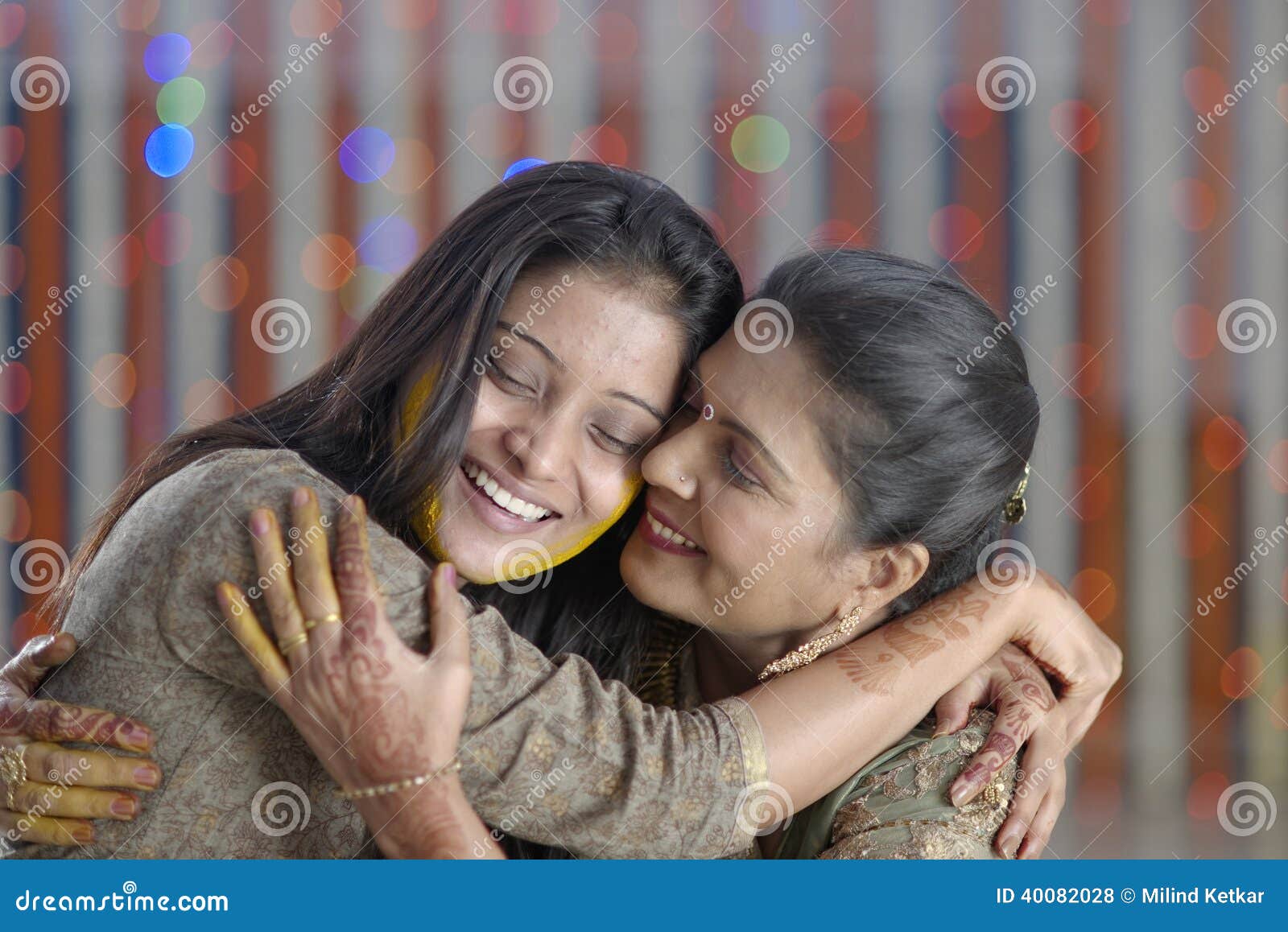 Indian Hindu Bride with Turmeric Paste on Face Hug Stock Photo - Image ...