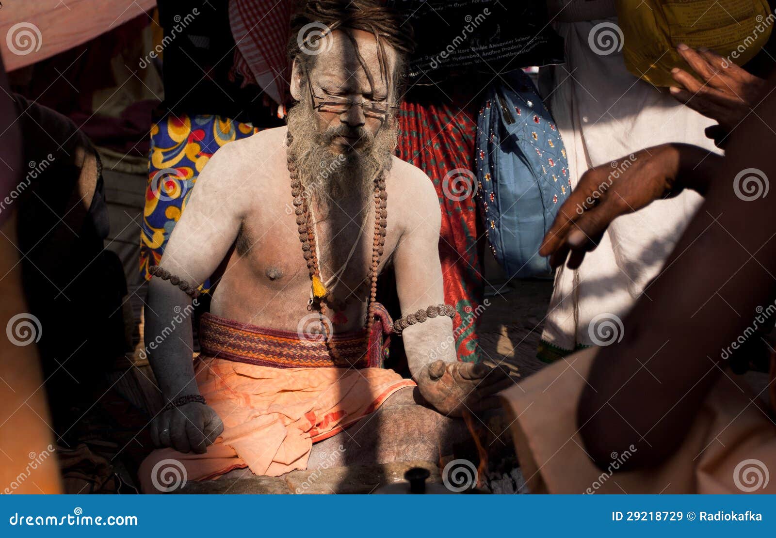 Indian Holy Monk Sadhu Walking On A Wide Path Wearing The Saffron ...