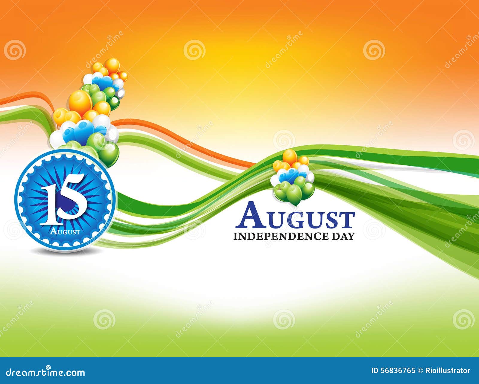 Indian Independence Day Background with Wave Stock Vector ...