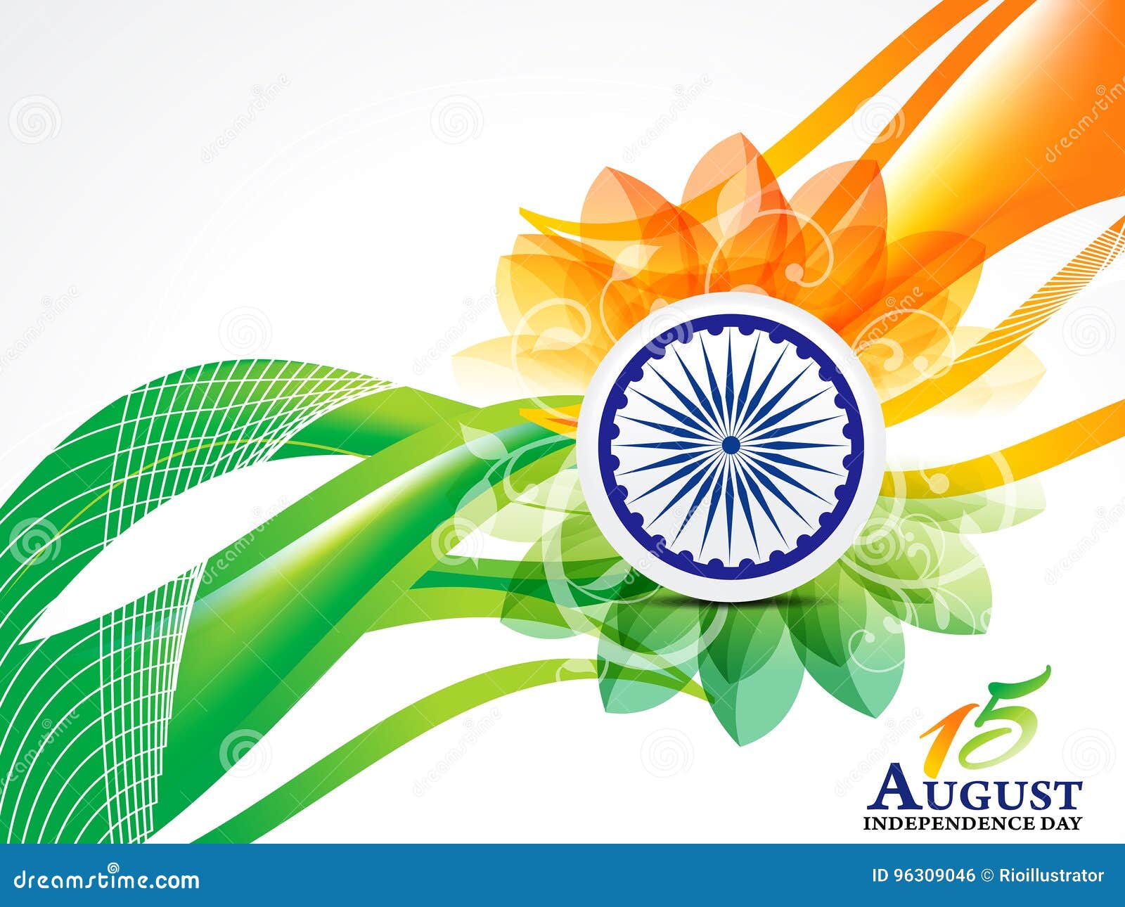 Indian Independence Day Wave Abstract Background with Flower Stock ...