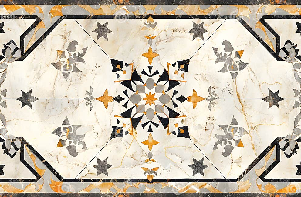 Indian Inspired Marble Tile Geometric Pattern Stock Illustration ...