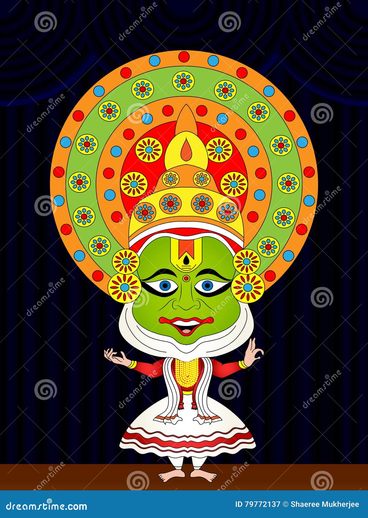 Indian Kathakali Dancer Face Vector Illustration | CartoonDealer.com ...