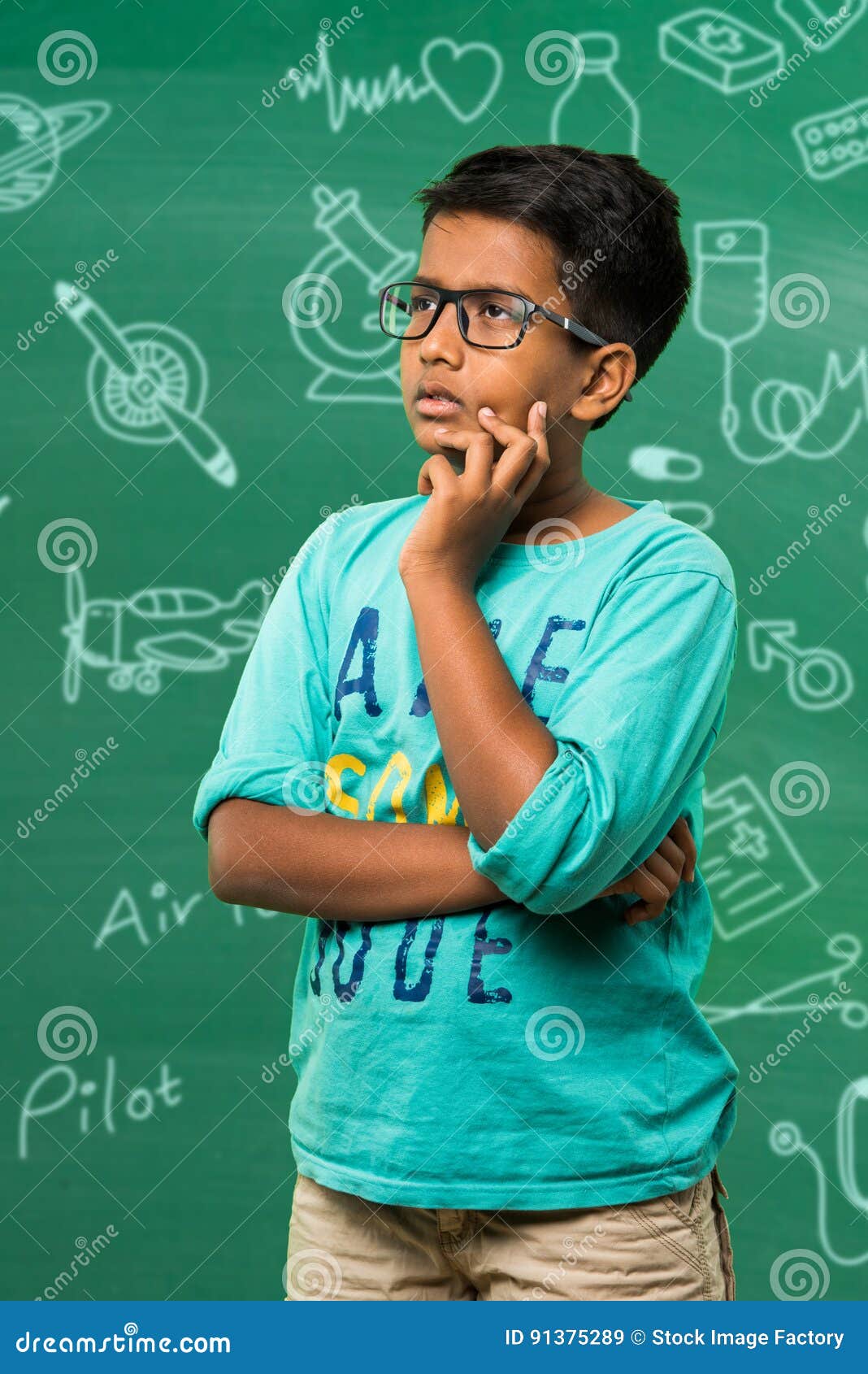 Indian Kid in Thinking the Classroom Stock Image - Image of chemical ...