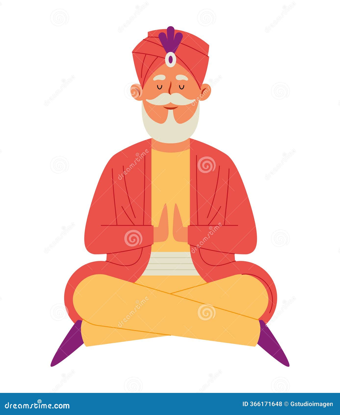 Indian King Character Sitting Pose. Hindu King Sitting On A Royal ...