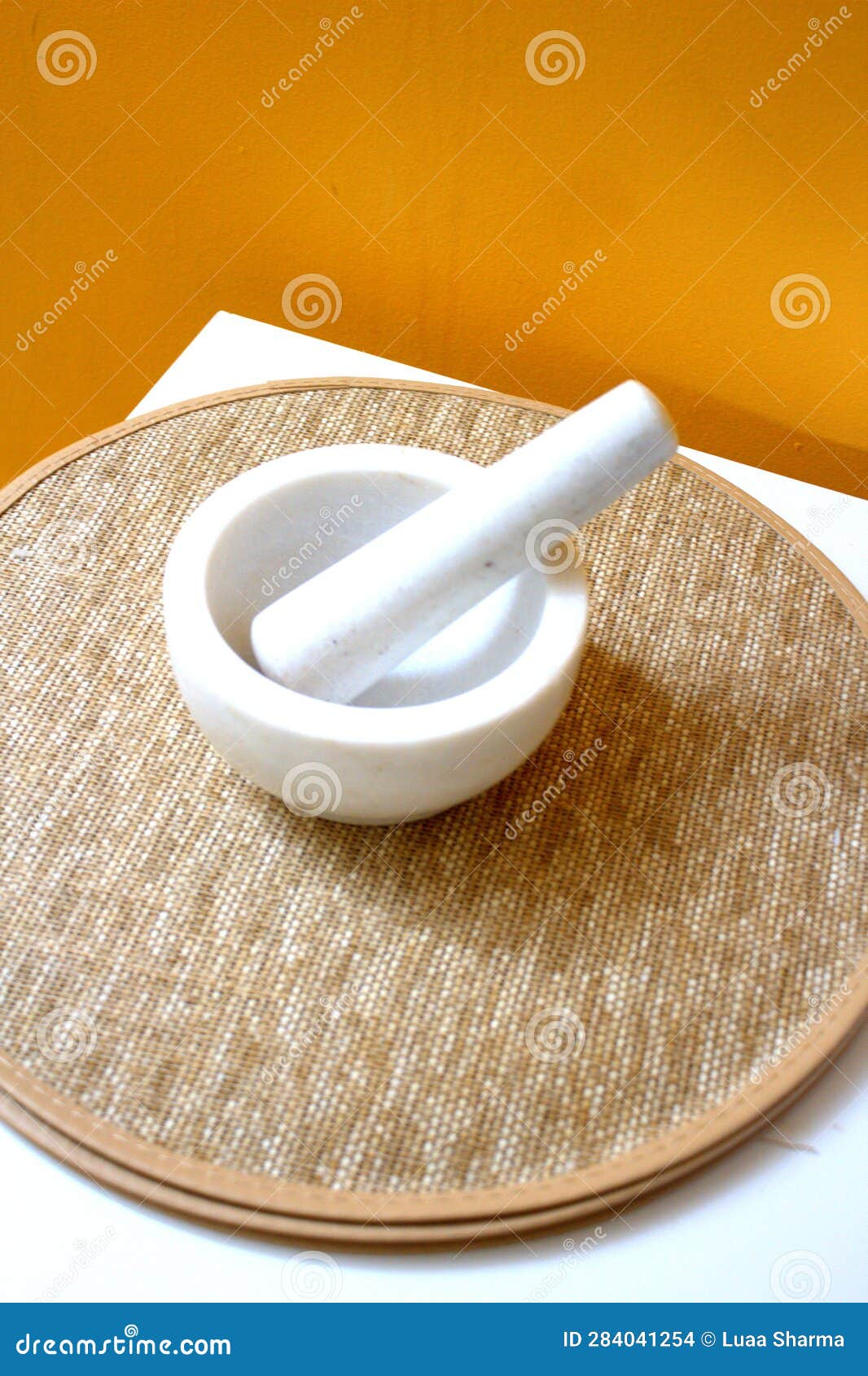 Indian Kitchen Tool White Marble Mortar and Pestle Stock Photo - Image ...