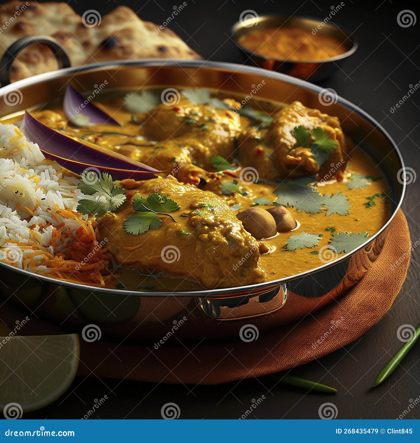Indian korma with rice stock illustration. Illustration of tradition ...