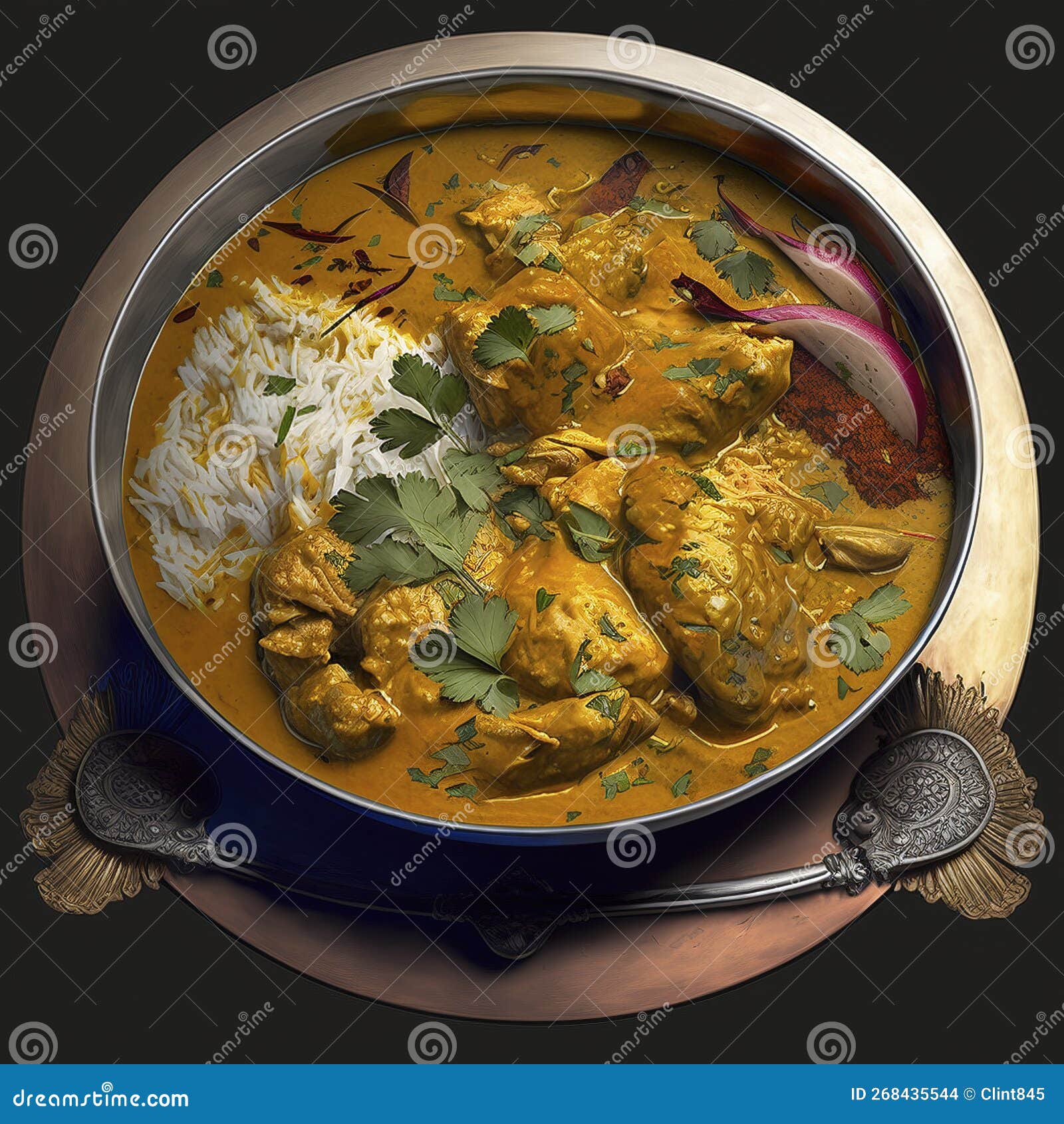 Indian korma with rice stock illustration. Illustration of people ...