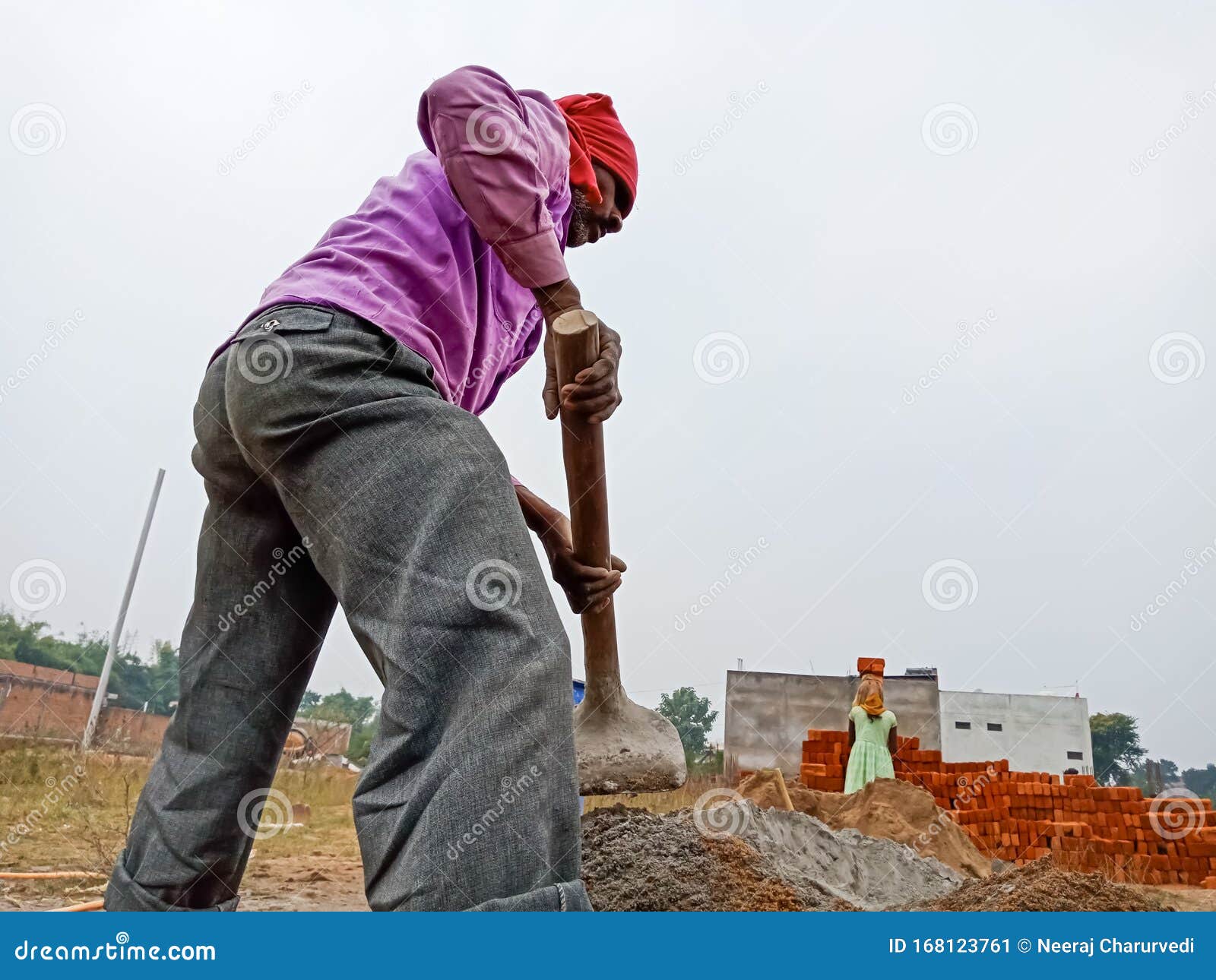 Indian Labour Digging Lime Soil For Construction Work In India Dec 2019 ...
