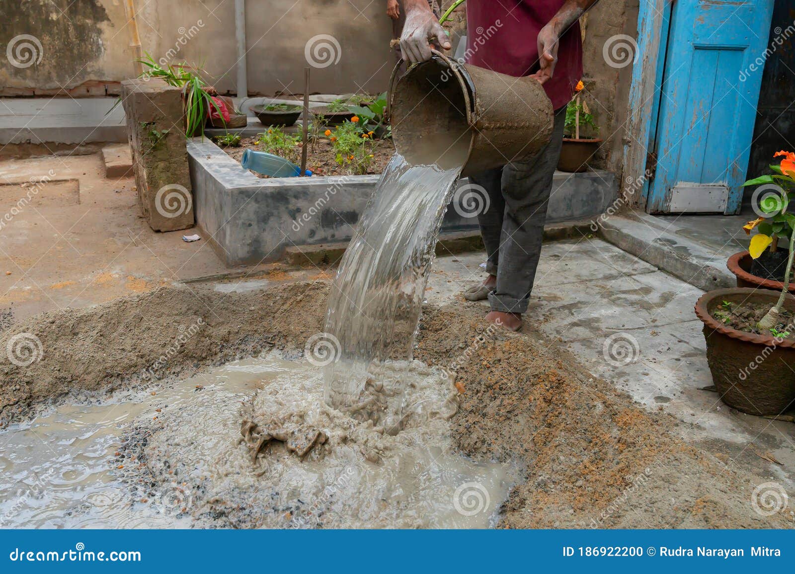 Indian Labour Mixing Cement Using Shovel Stock Photo - Image of mixing ...