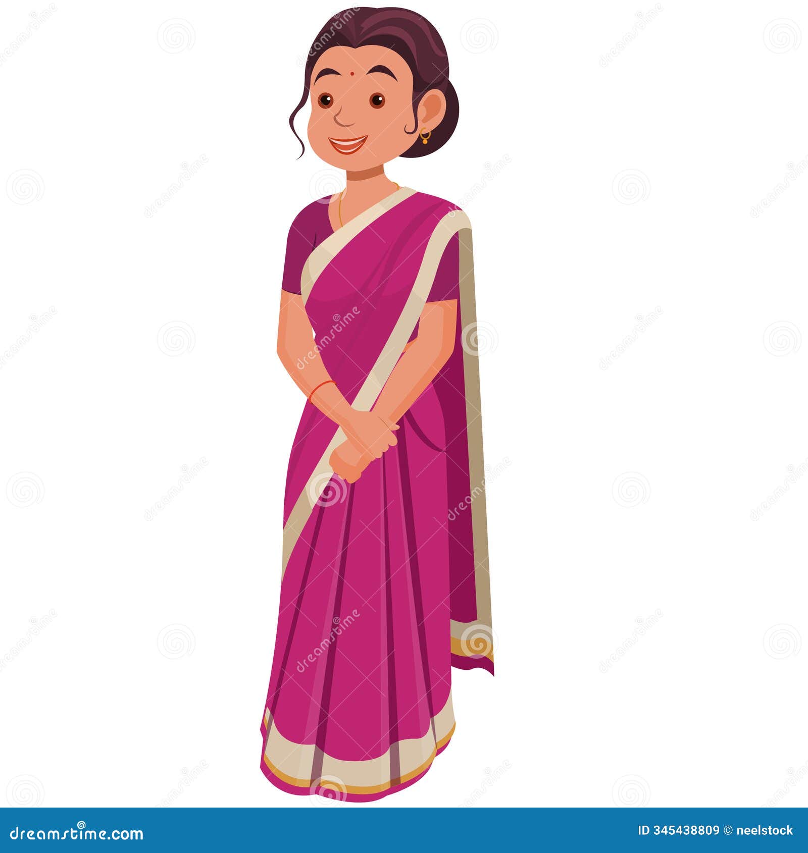 Indian lady teacher, stock vector. Illustration of cartoon - 345438809