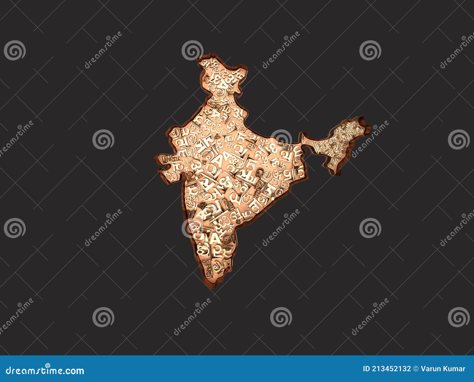 Indian Language Map in Black Background 3D Render Stock Illustration ...
