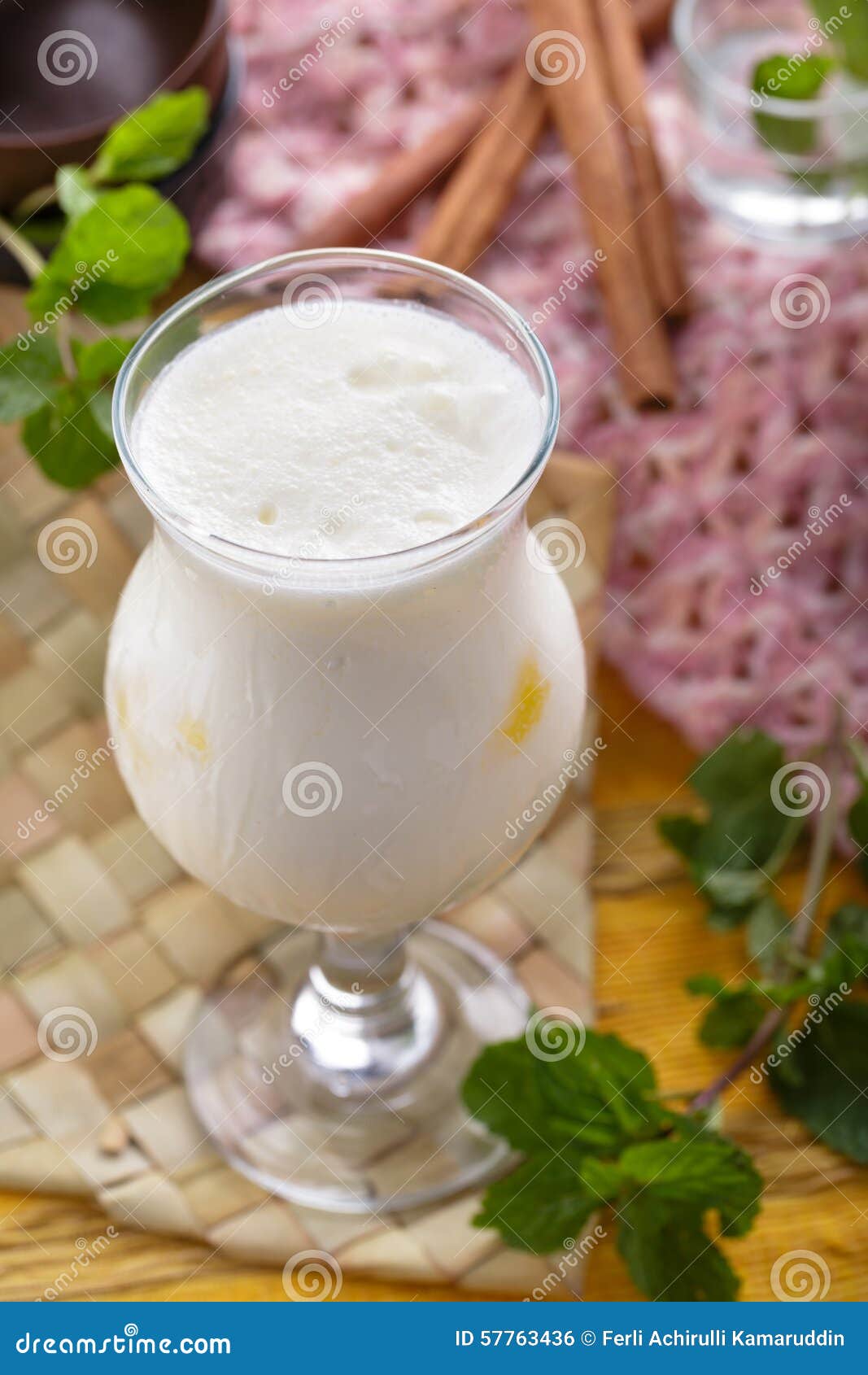 Indian Lassi Curd With Cardamon, Mint, Vanilla And Saffron Royalty-Free ...