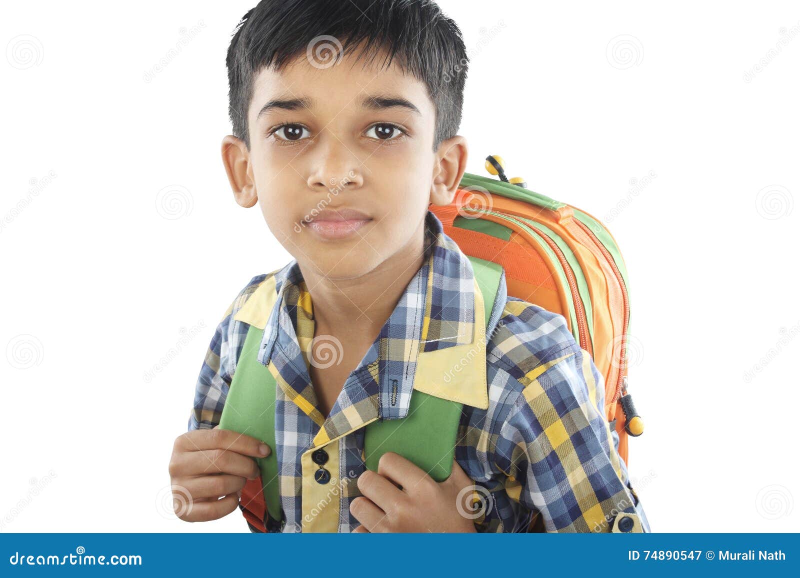 Indian Little Boy with Back Bag Stock Image - Image of learning, shirt ...