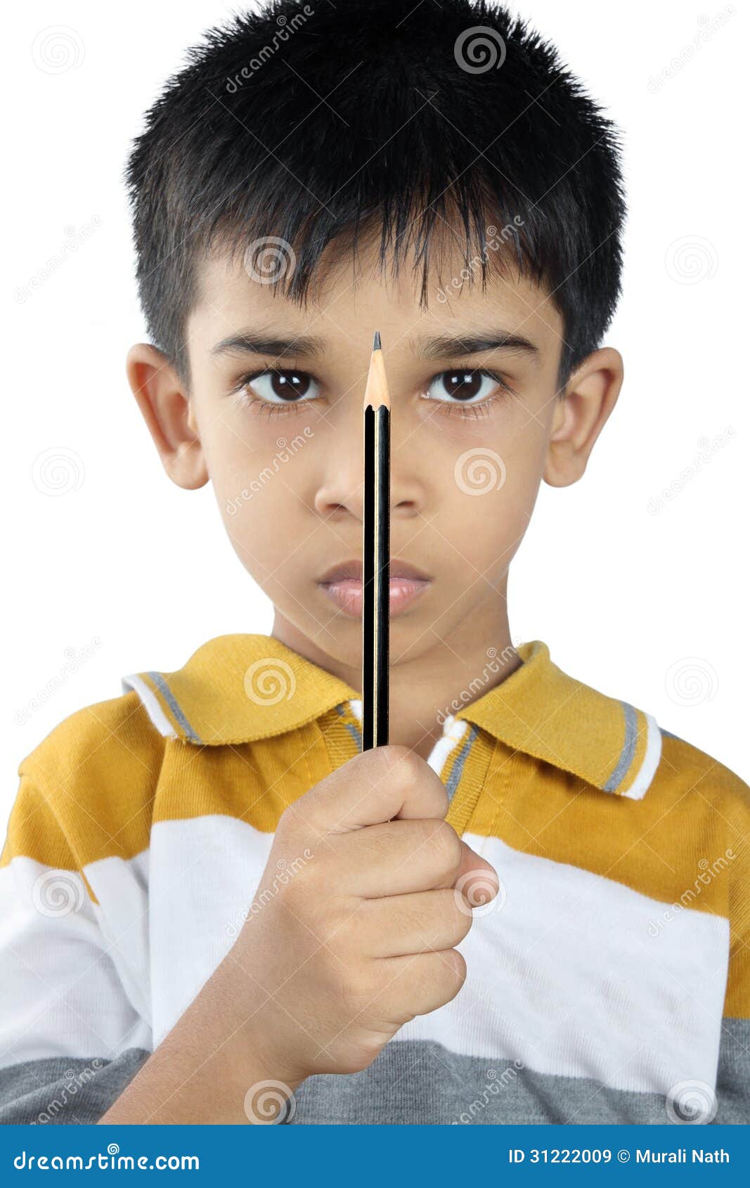 Indian Little Boy Holding the Pencil Stock Image - Image of closeup ...