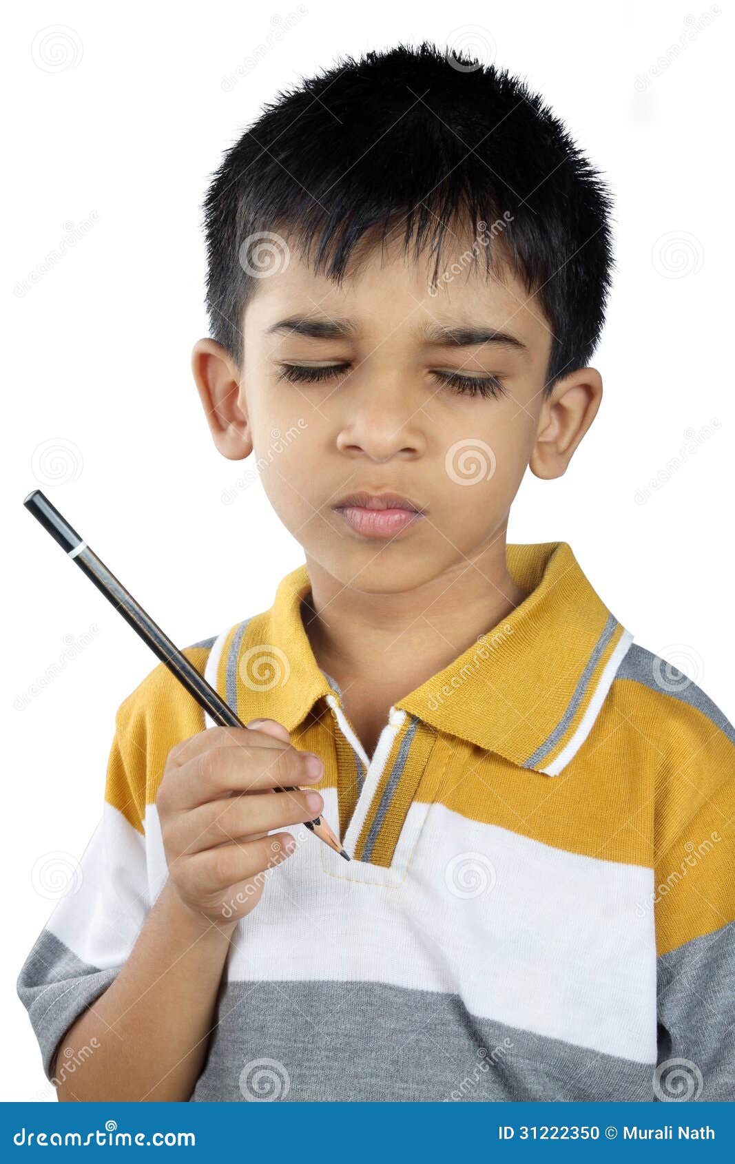 Indian little boy thinking stock photo. Image of person - 31222350