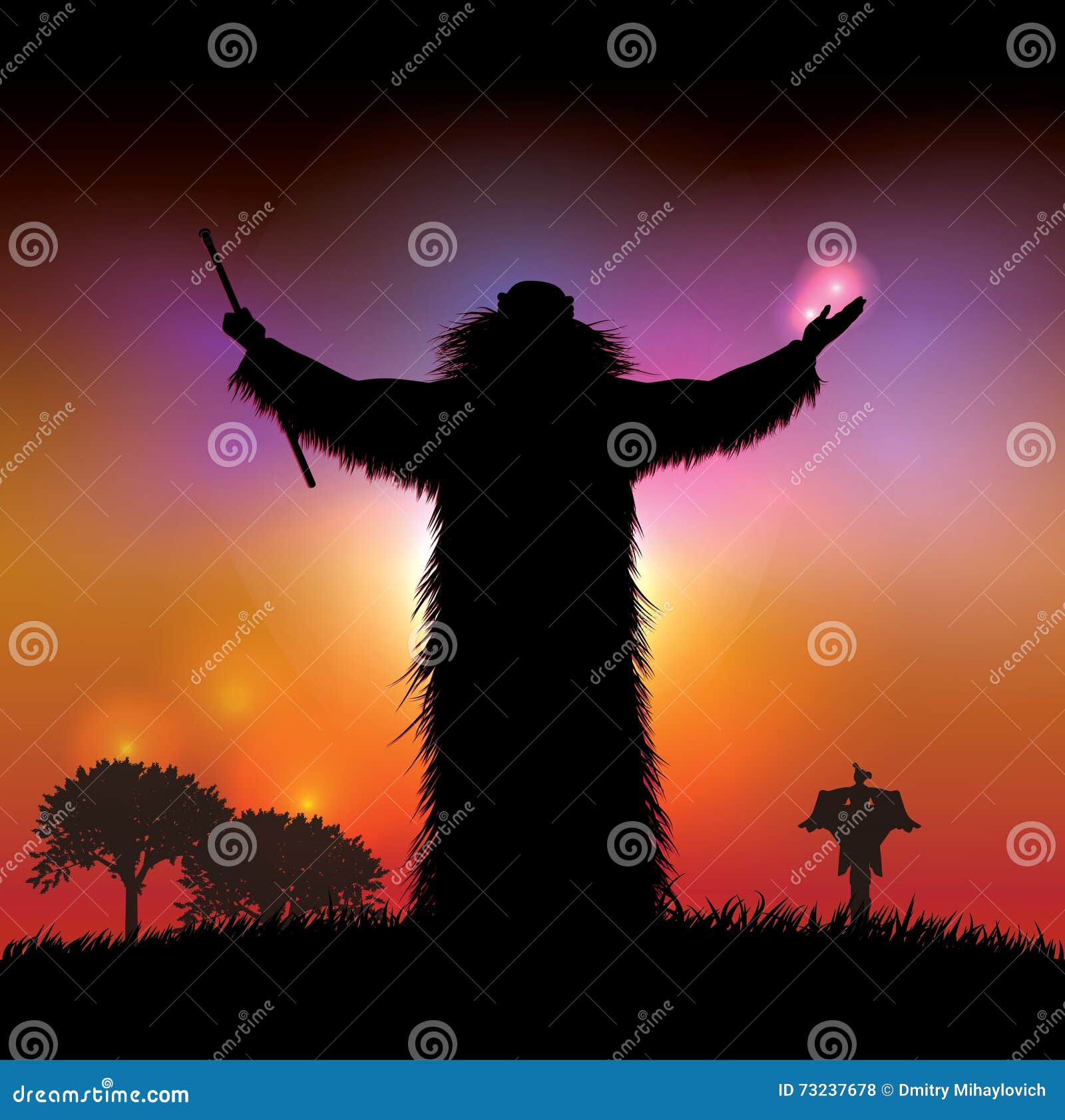 Indian magic night stock vector. Illustration of native - 73237678