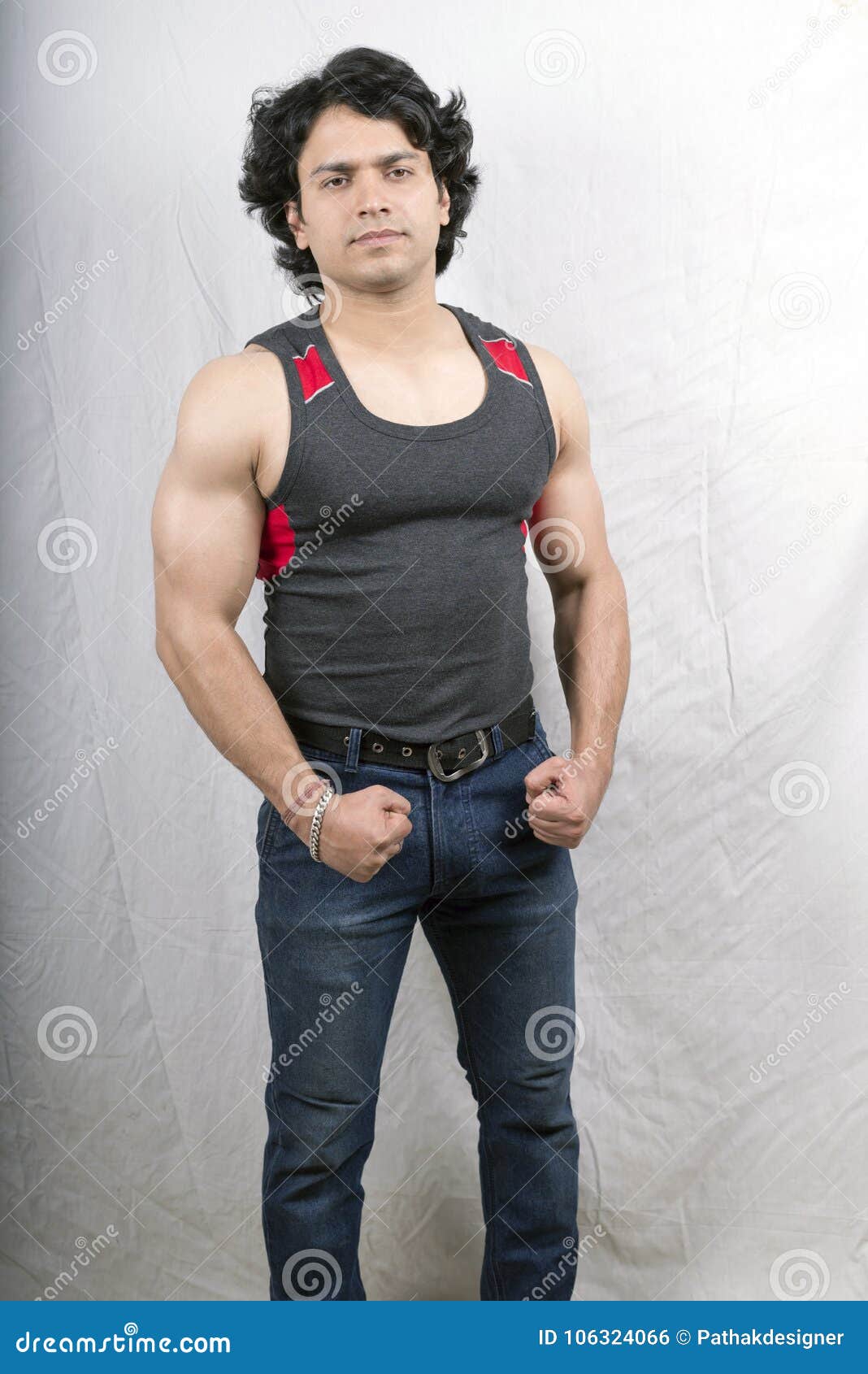 Indian Male Fit Model Wearing Grey Vest Stock Photo - Image of cloth ...
