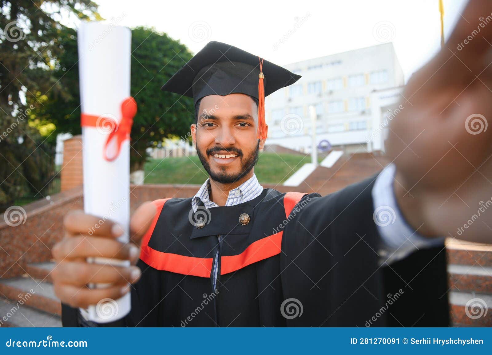 Indian Male Graduate Taking Selfie Stock Image - Image of technology ...