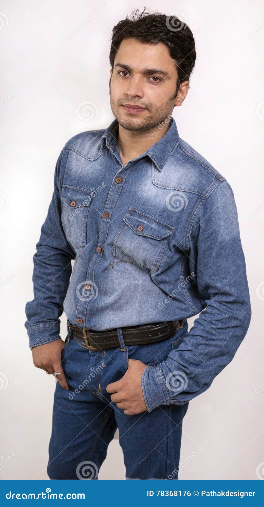 Indian Male Model in Blue Jeans Stock Photo - Image of serious, modern ...
