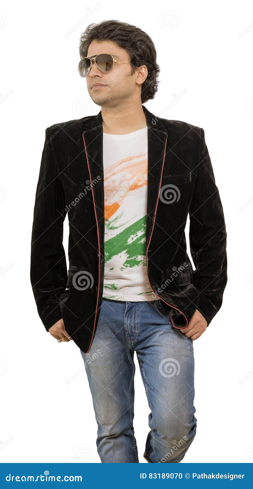 Indian Male Model Wearing Black Blazer Stock Photo - Image of jeans ...