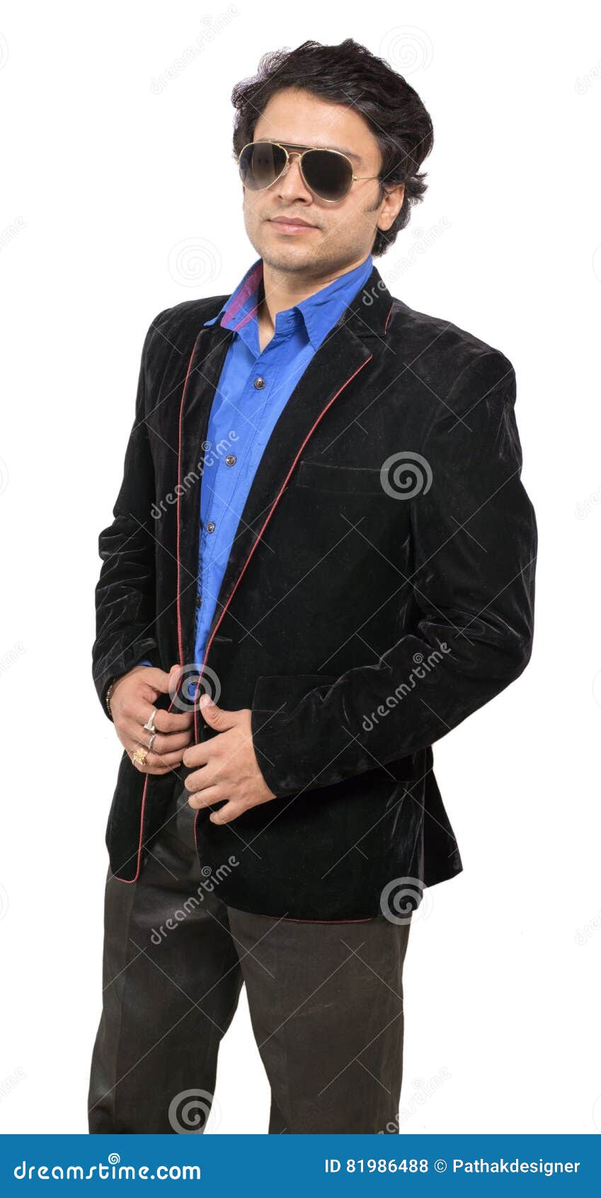 Indian Male Model Wearing Black Blazer and Goggle Stock Photo - Image ...