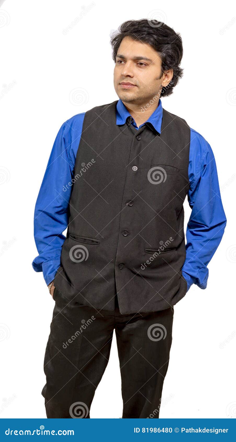 Indian Male Model Wearing Black Half Jacket Stock Photo - Image of ...