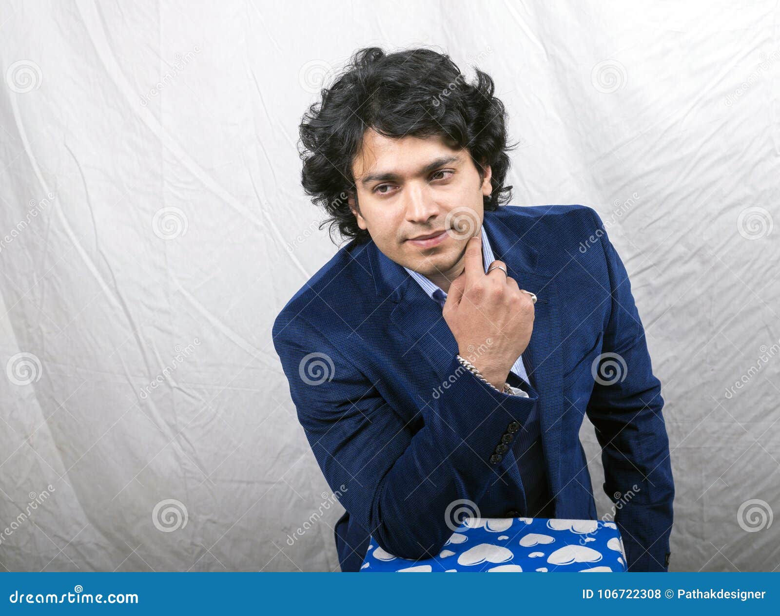 Indian Male Model Wearing Blue Blazer Stock Photo - Image of coat, calm ...