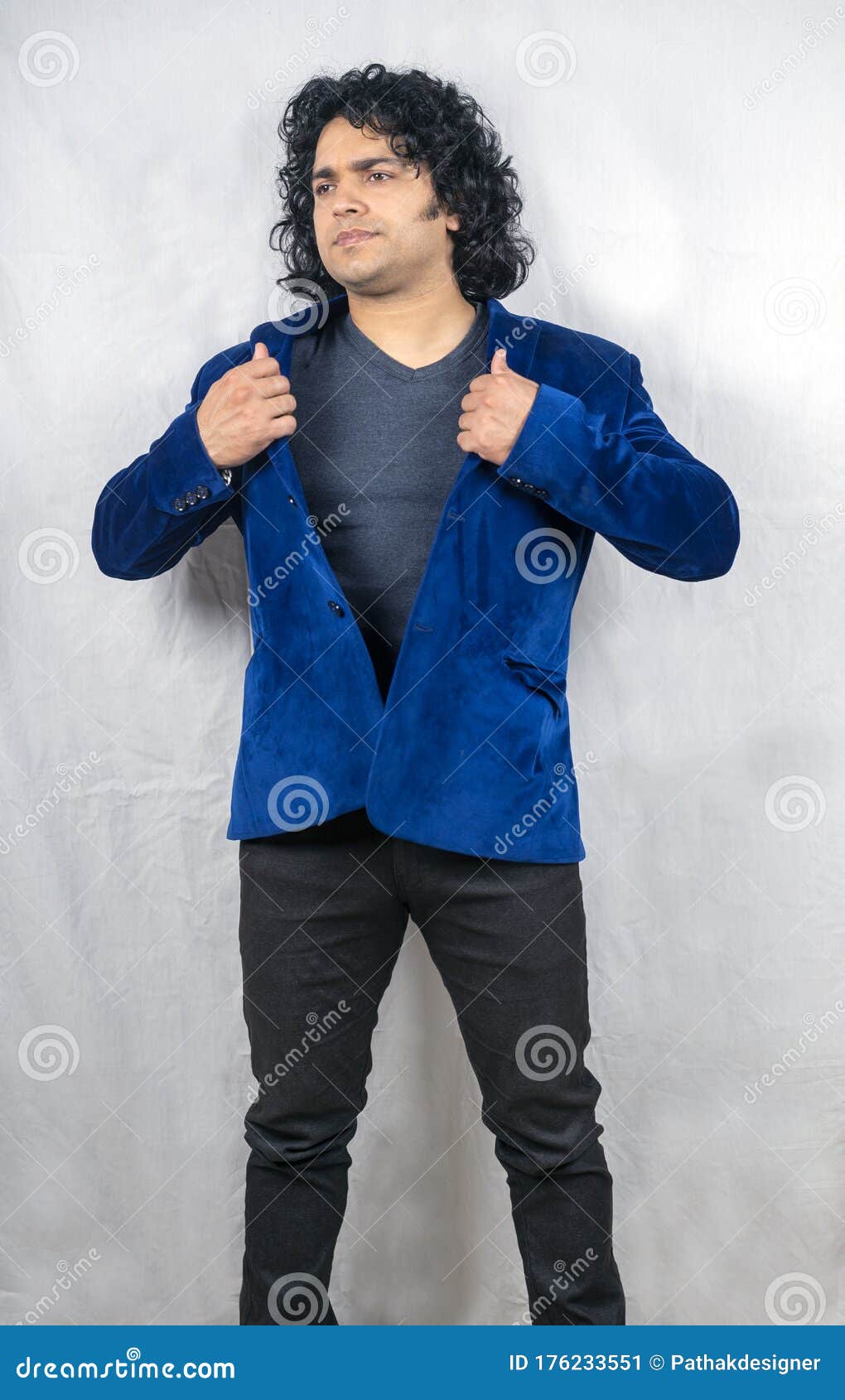 Indian Male Model Wearing Blue Blazer Stock Image - Image of body ...