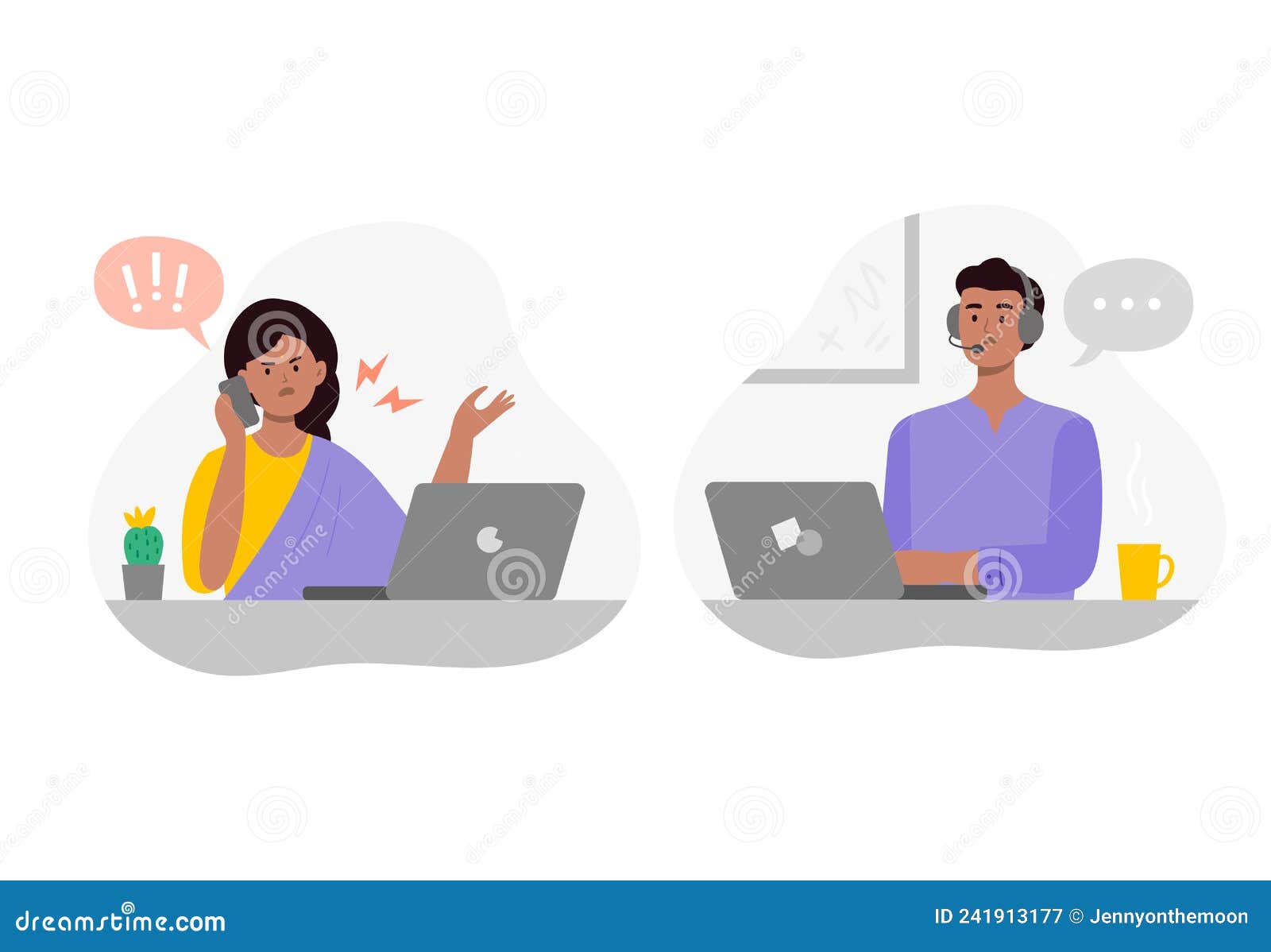 An Indian Man from a Call Center Communicates with a Dissatisfied User ...