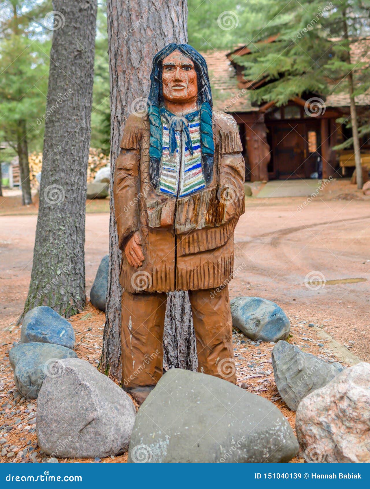Indian Man Carved from Tree Editorial Stock Image - Image of wisconsin ...