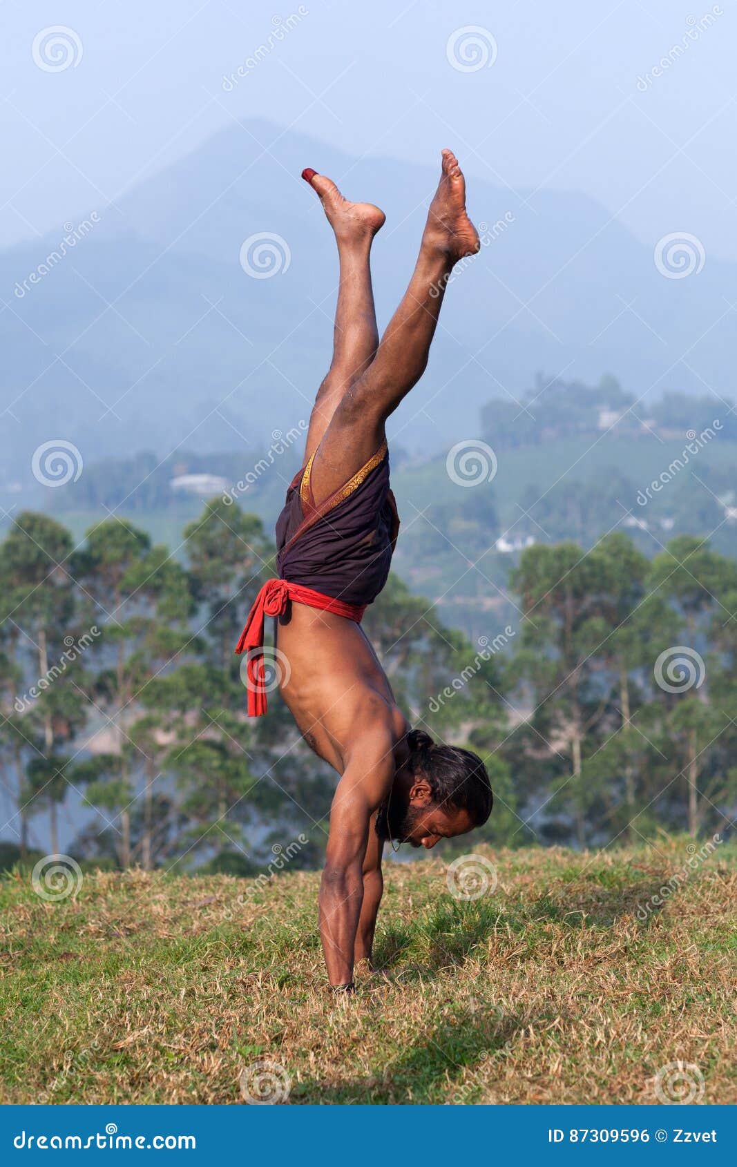Indian Man Doing Handstand Outdoors Stock Photo - Image of asana ...