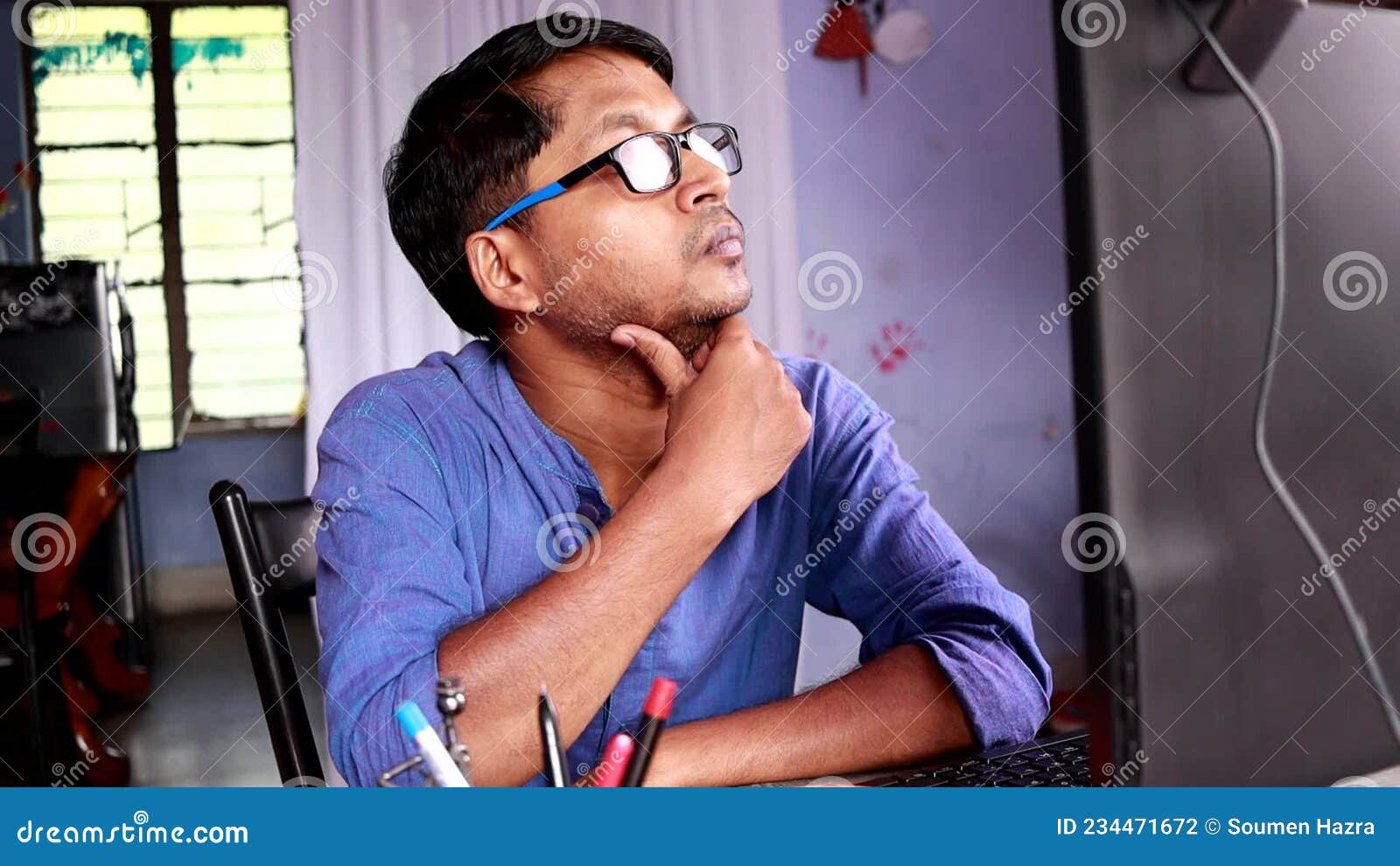 Indian Man in Front of Computer Stock Footage - Video of idea, desk ...