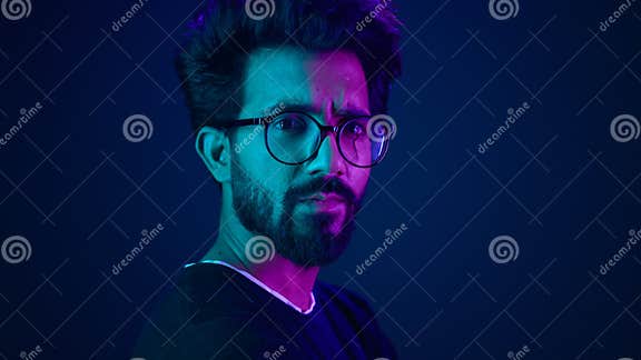 Indian Man Guy Profile Turning Head Looking Camera Serious Developer ...