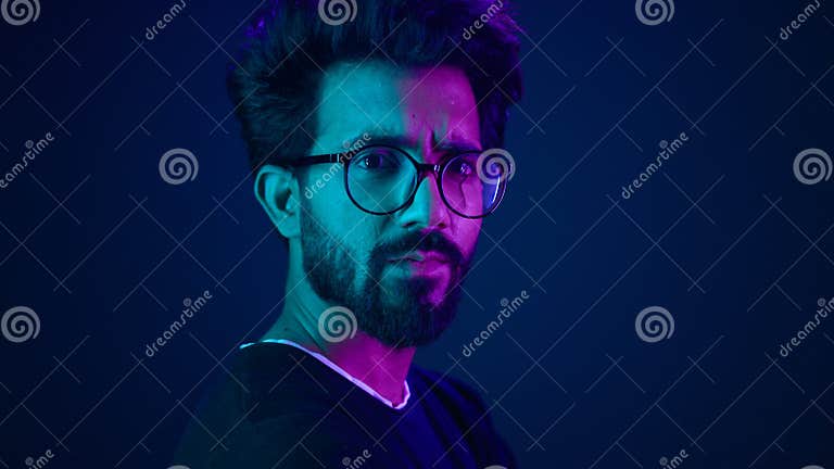 Indian Man Guy Profile Turning Head Looking Camera Serious Developer ...