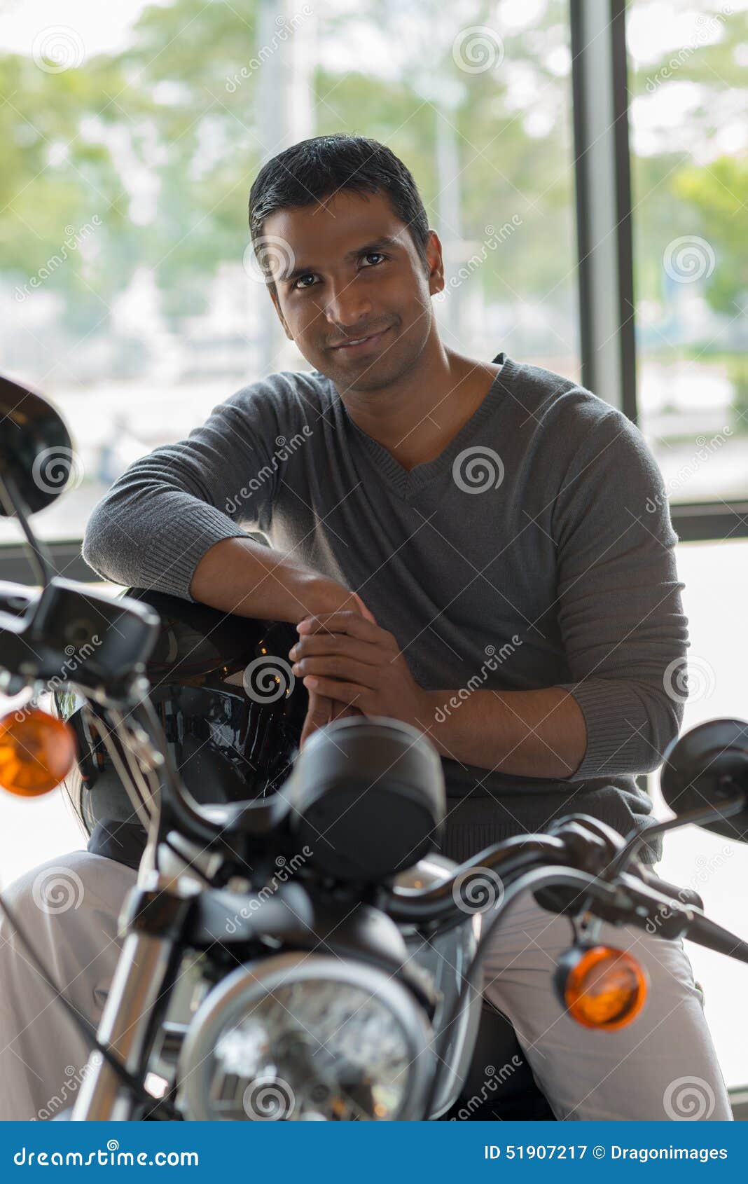 Indian man on motorbike stock image. Image of rider, motorbike - 51907217